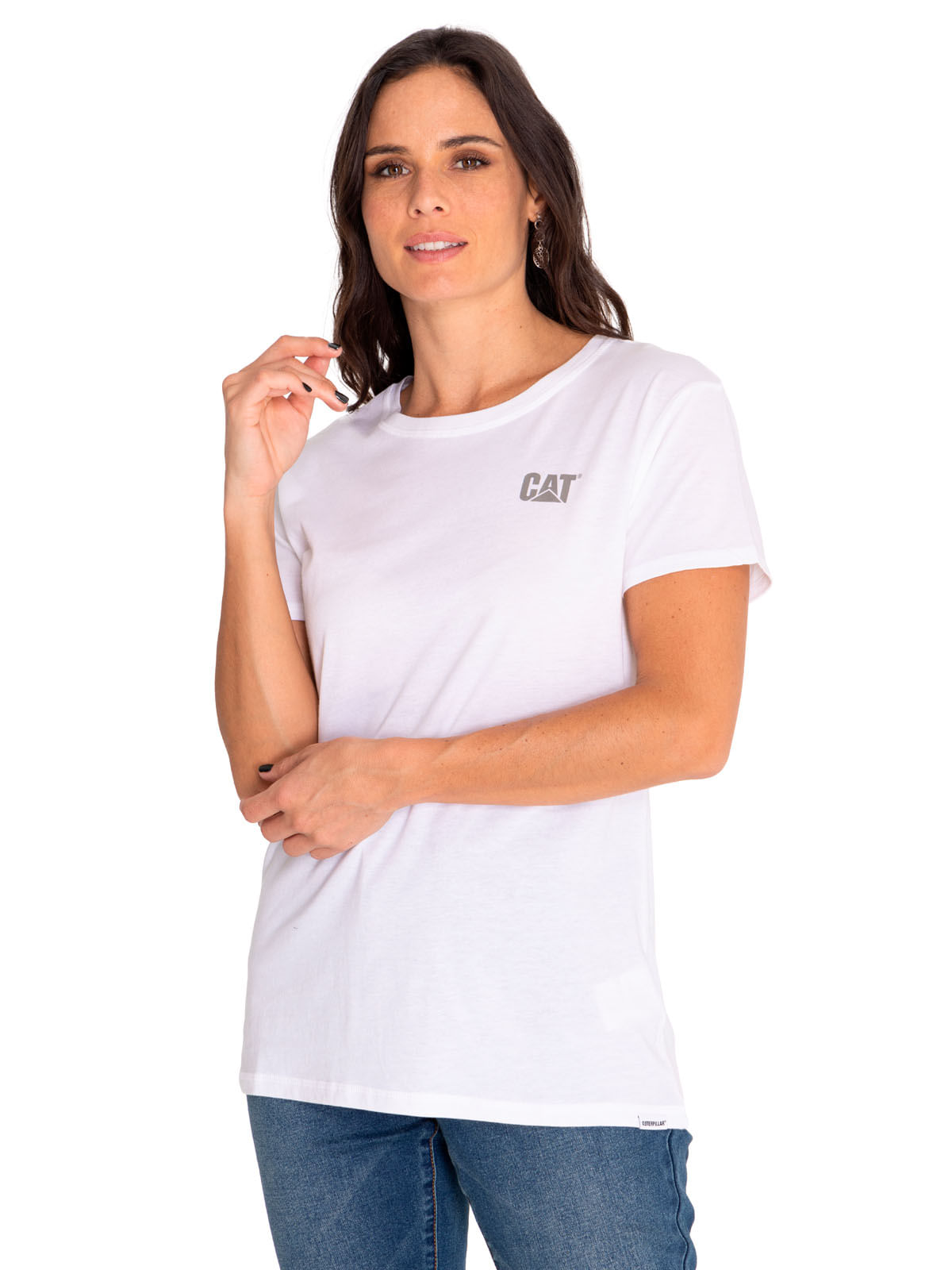 Polera Manga Corta Casual Mujer Cat Logo Tee Blanco Cat-Cat Chile ...